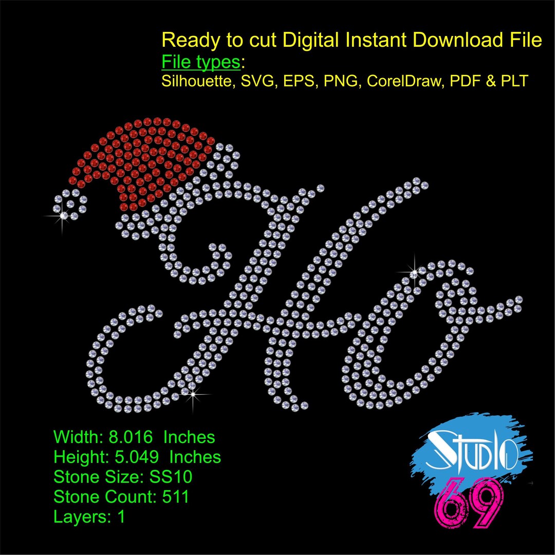 Instant Download Christmas Design Ho to Make Hotfix Rhinestone Transfer ...