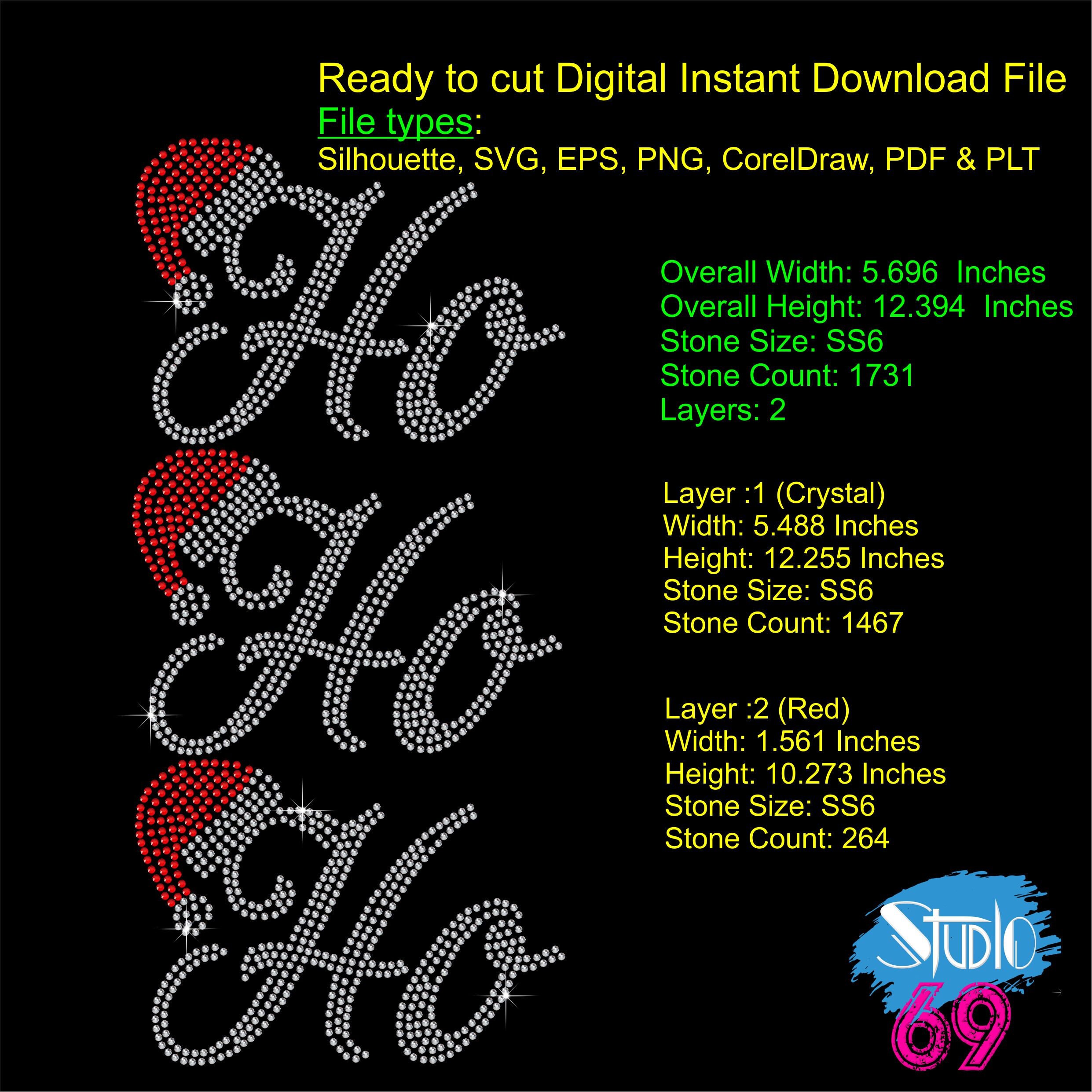 Instant Download Christmas Design Ho Ho Ho to Make Hotfix Rhinestone ...