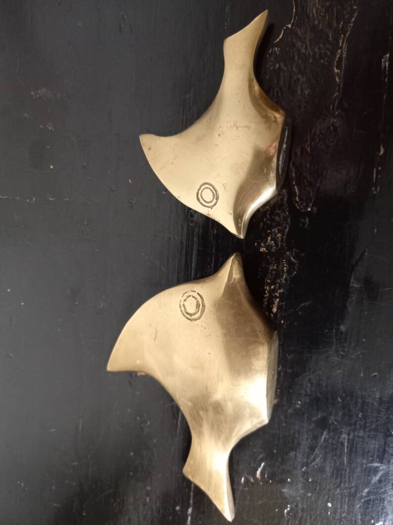 Lovely Mid Century Pair of Caravell Brass Stylized Sleek Moon Fish ...