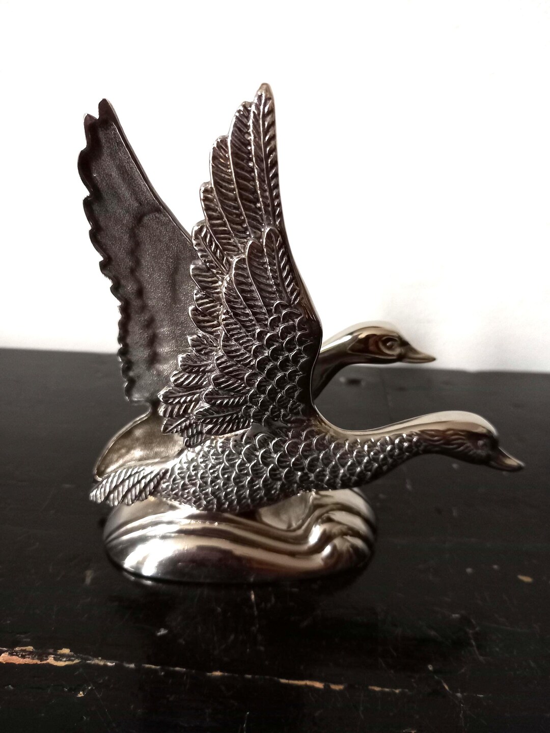 Marvellous Mid Century Solid Silvered Brass Geese/ducks Figurine Napkin ...
