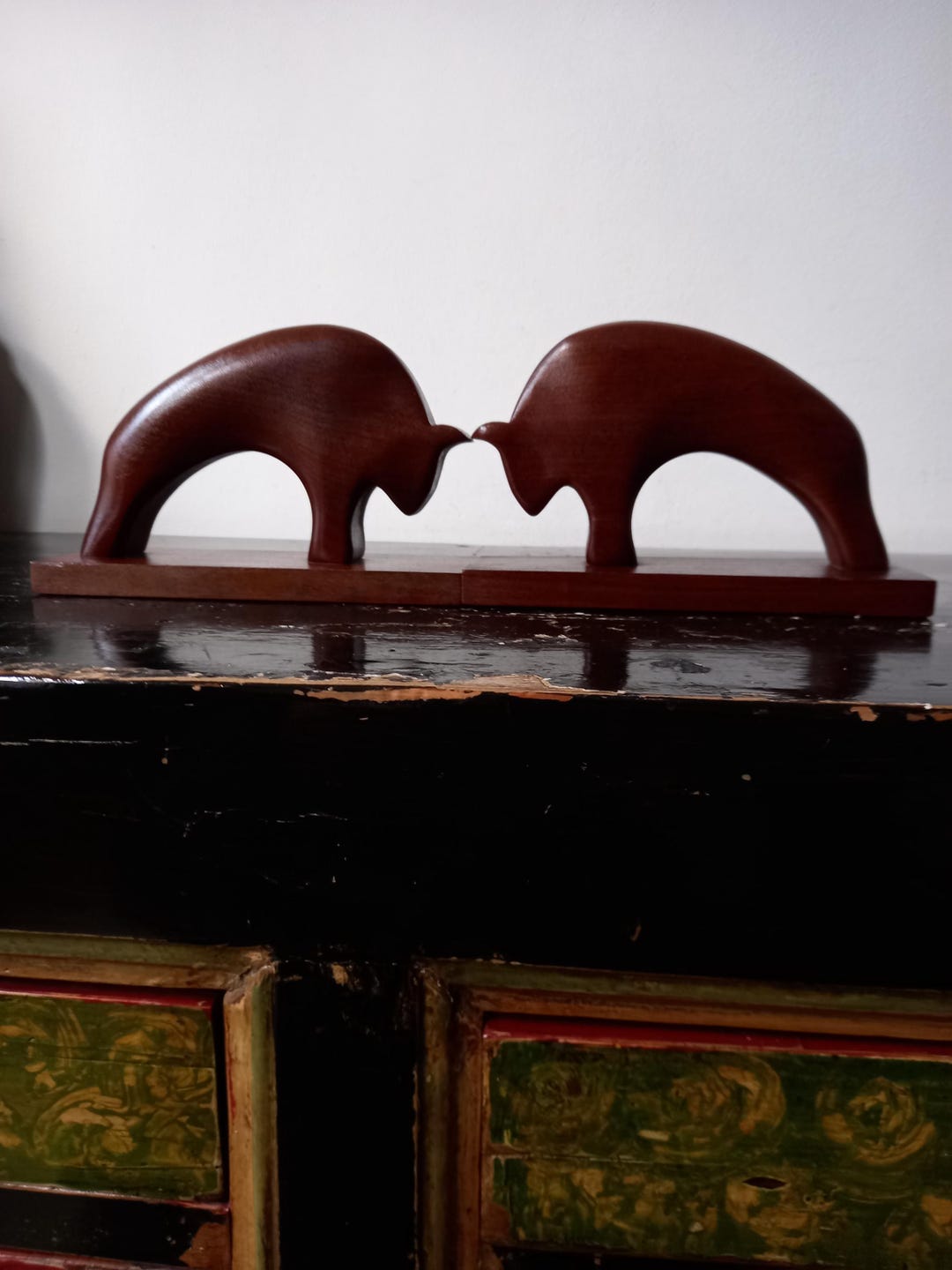 Rare Mid Century Scandinavian Modern Art Stylized Solid Teak Bookends ...
