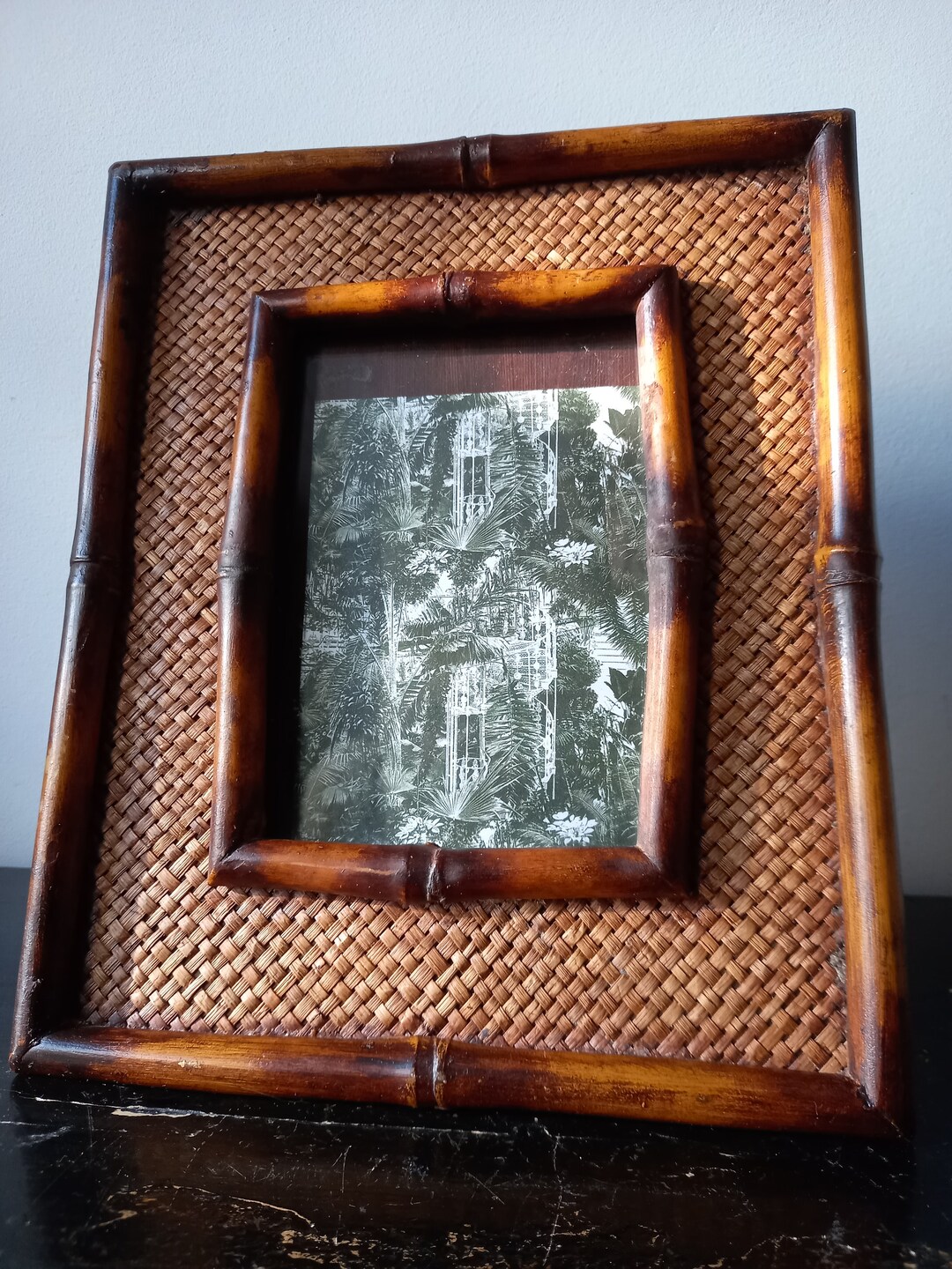 Mid Century Modern Burnt Faux Tortoiseshell/tiger Bamboo-rattan-wicker ...