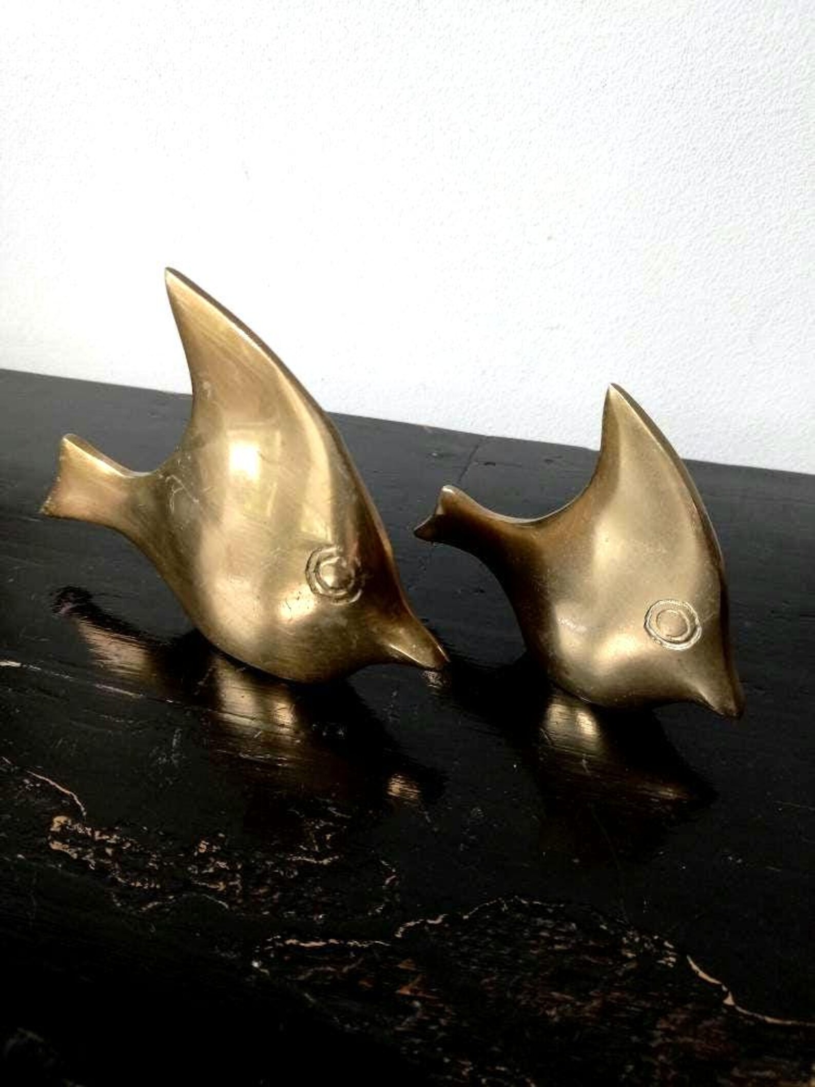 Lovely Mid Century Pair of Caravell Brass Stylized Sleek Moon Fish ...