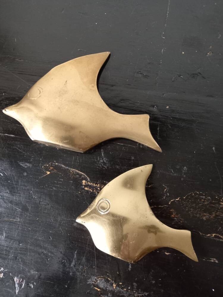 Lovely Mid Century Pair of Caravell Brass Stylized Sleek Moon Fish ...