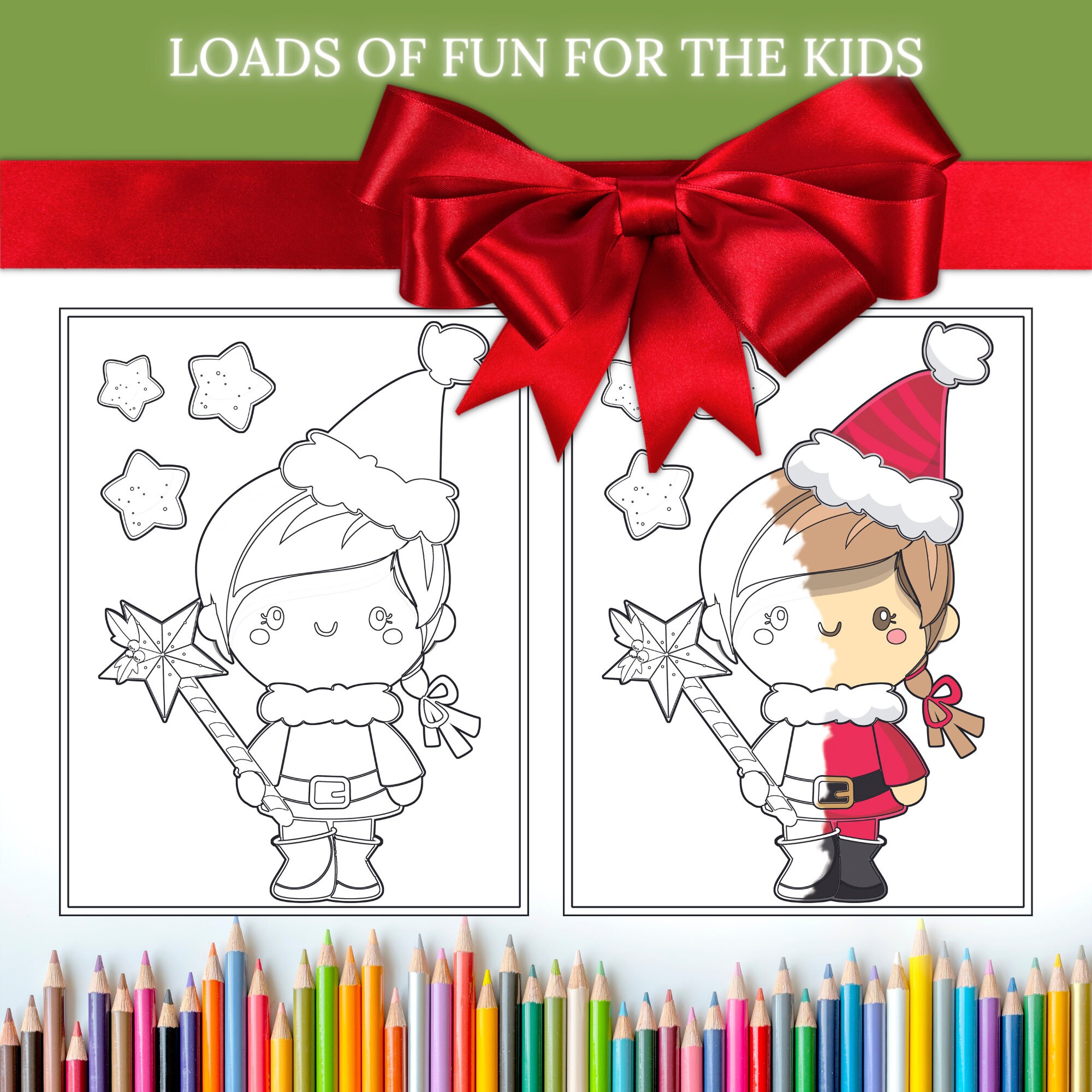 Printable Christmas Coloring Pages Bundle, 30 Pages Santa & Friends ...