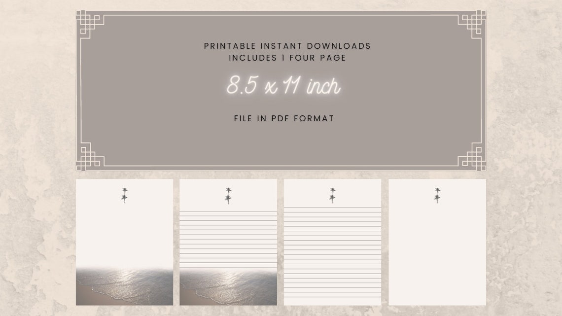 Printable Stationery Tropical Palm Tree Beach 8.5x11 Inch - Etsy