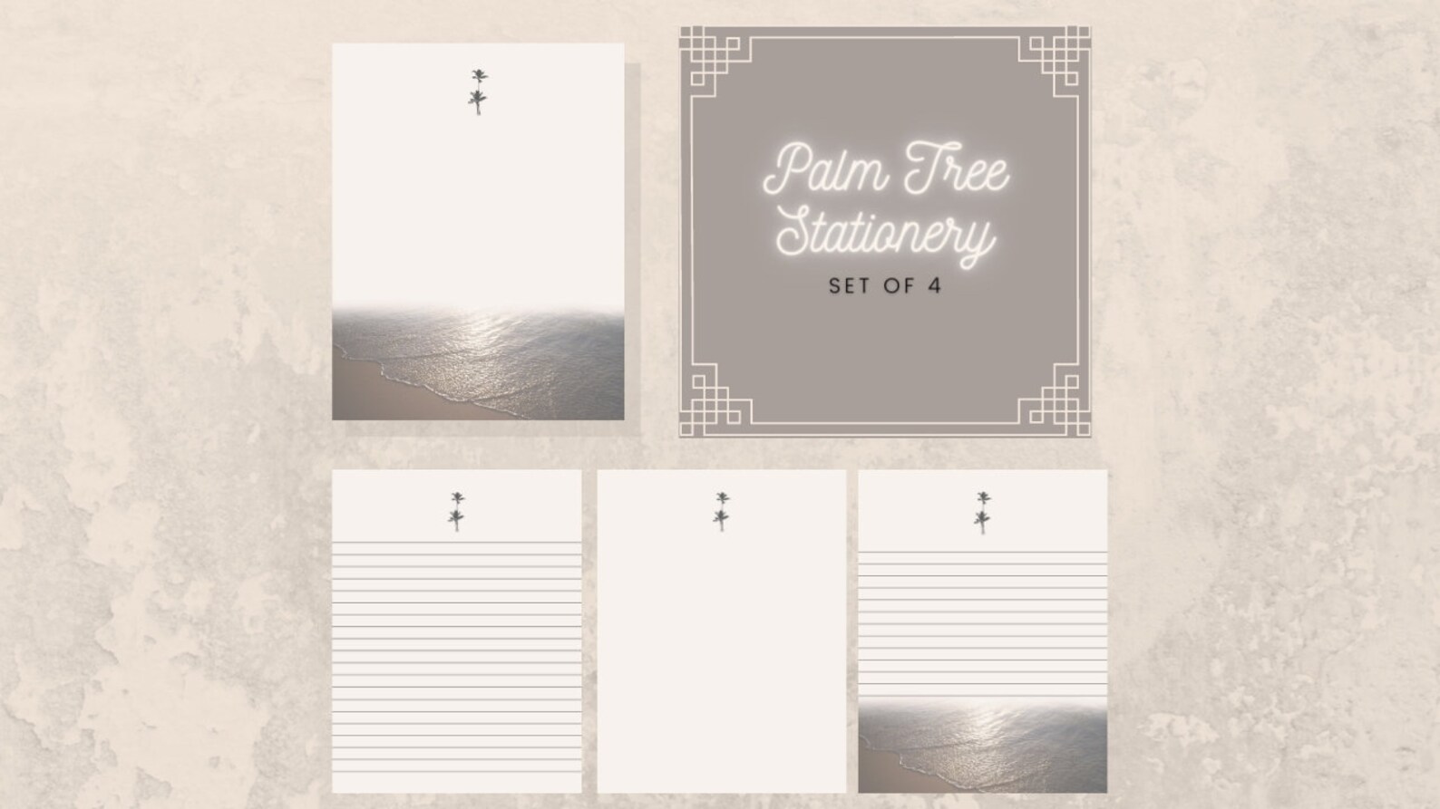 Printable Stationery Tropical Palm Tree Beach 8.5x11 Inch - Etsy