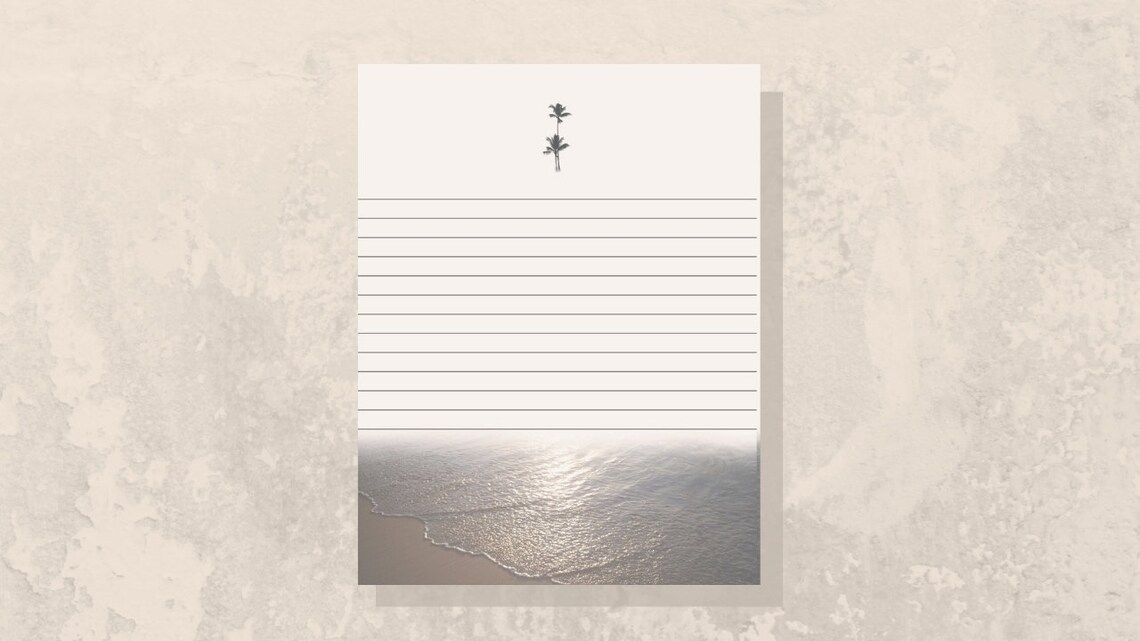 Printable Stationery Tropical Palm Tree Beach 8.5x11 Inch - Etsy