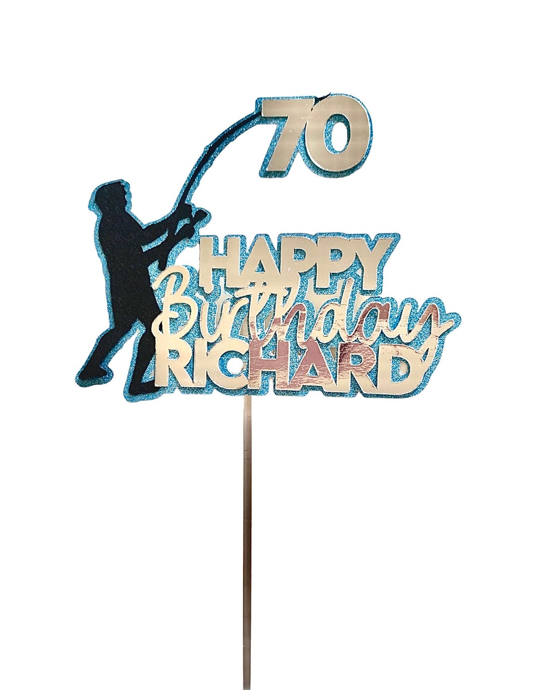 Fishing Fan Cake Topper,fisherman Inspired,angling Personalised Cake ...