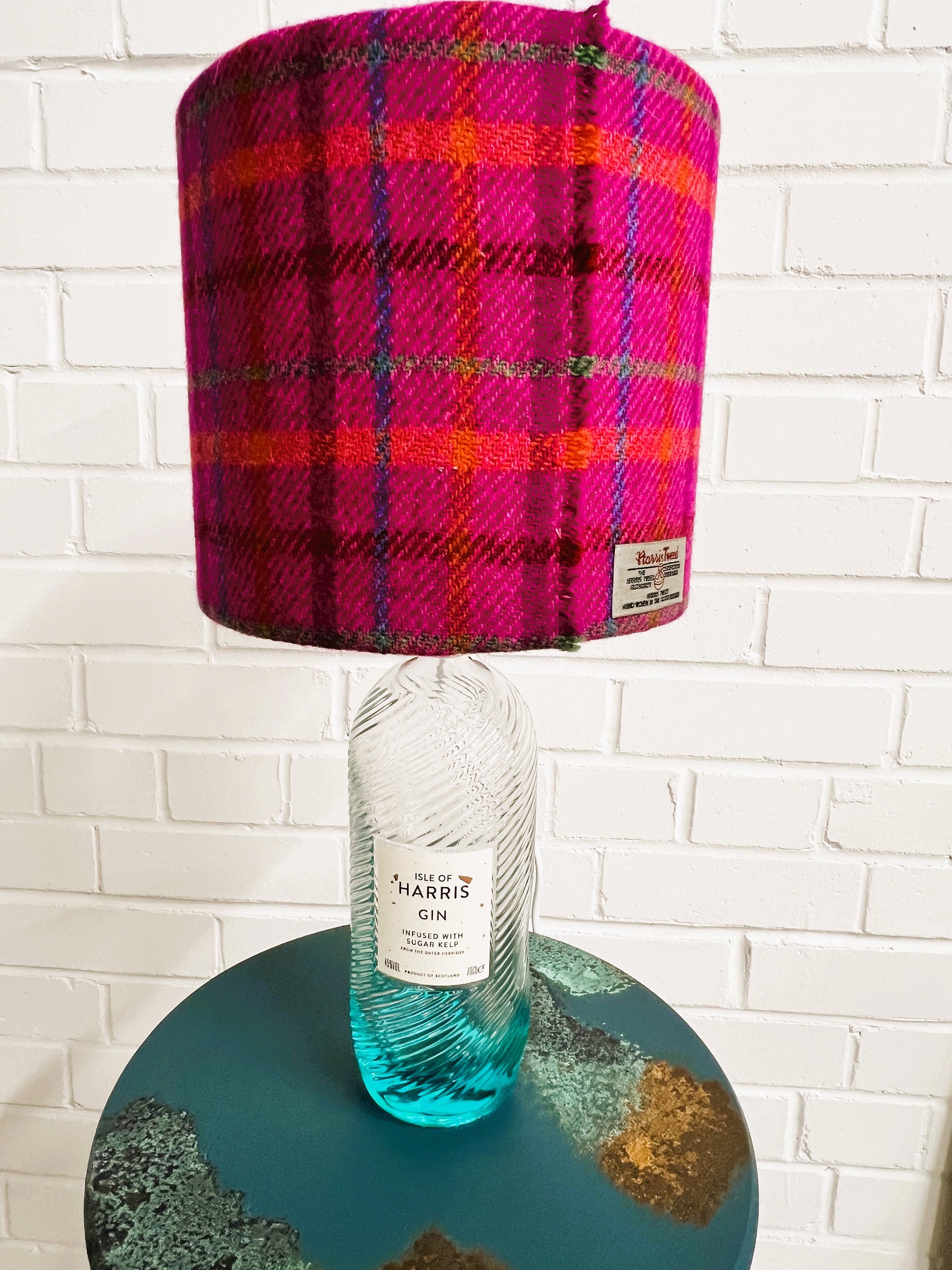 Gin Bottle Lamp Harris Gin Bottle Base and Handmade Harris Tweed ...