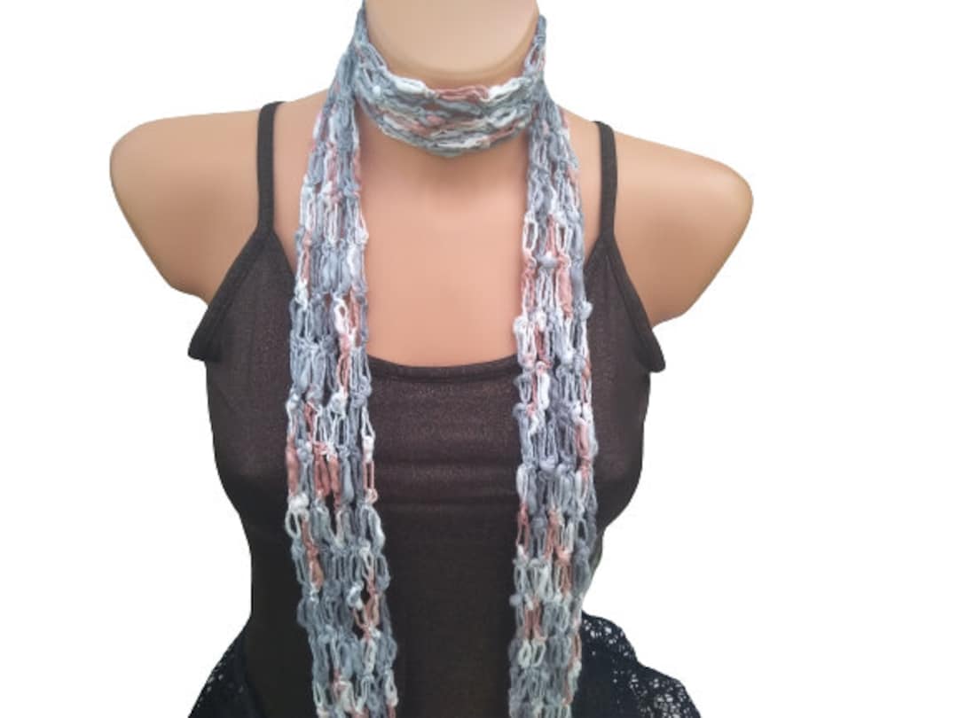 Long Skinny Scarf Crochet Thin Scarf Hand Knit Narrow Scarves for Woman ...