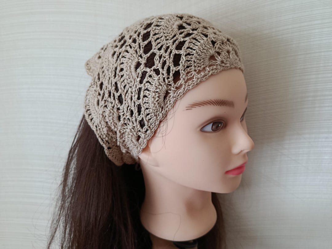 Bandana triangular de linho para cabelo / Lenço de tricô feminino ...
