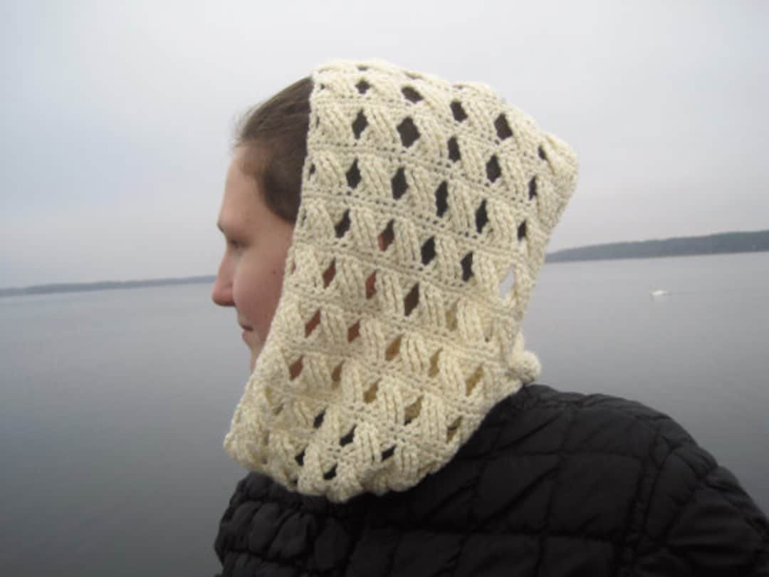 Crochet Ivory Cowl Scarf Knit Infinity Cowl Loop Scarves Circle Scarf ...