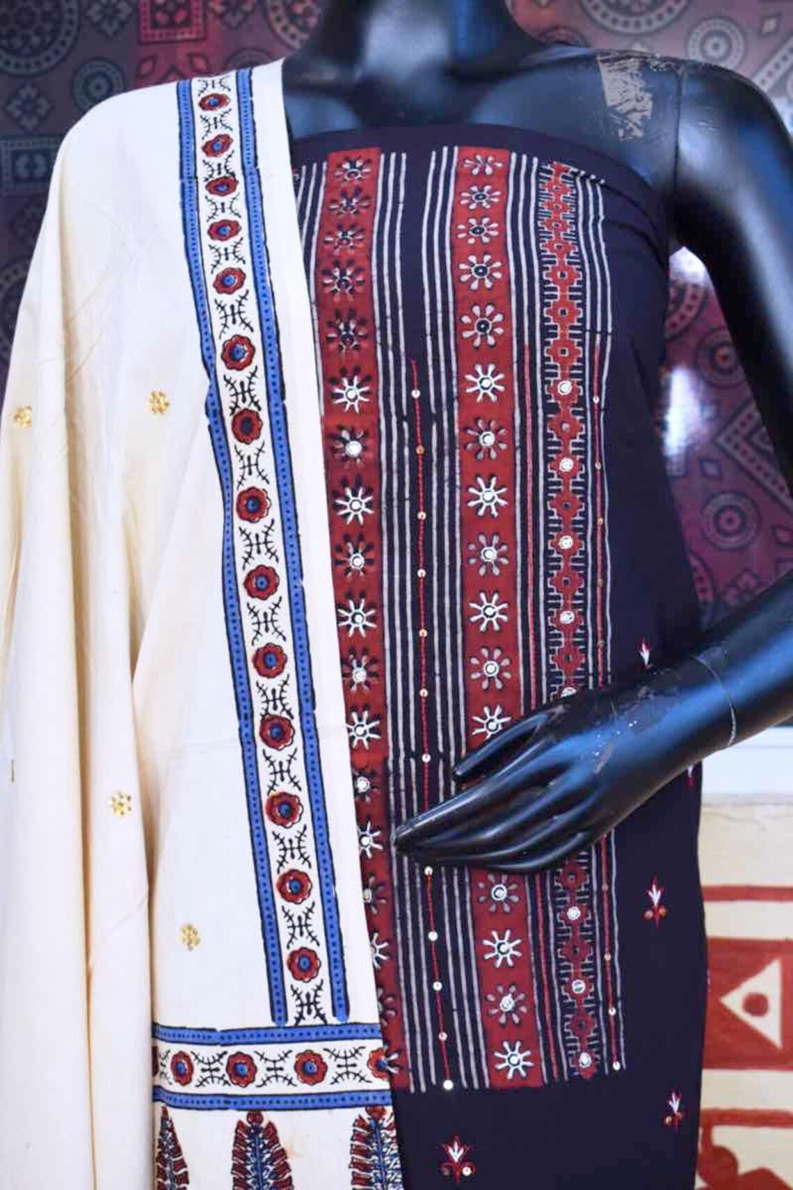 Exclusive Ajrakh Print Cotton Suit Cotton Indian Salwar Etsy