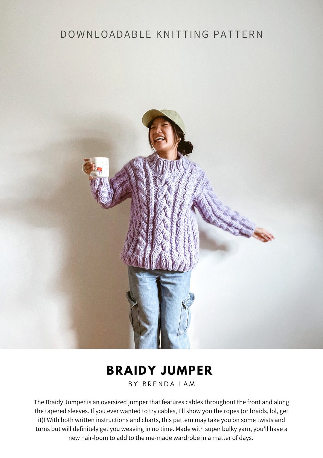 Braidy Jumper | PDF Digital Download | Knit Cable Sweater Pattern ...