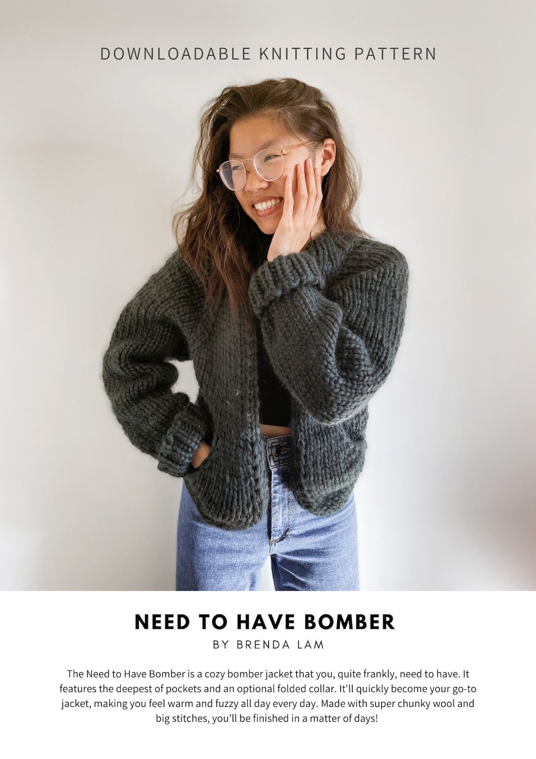 Need to Have Bomber | Digital Download | Chunky Knit Jacket Pattern ...