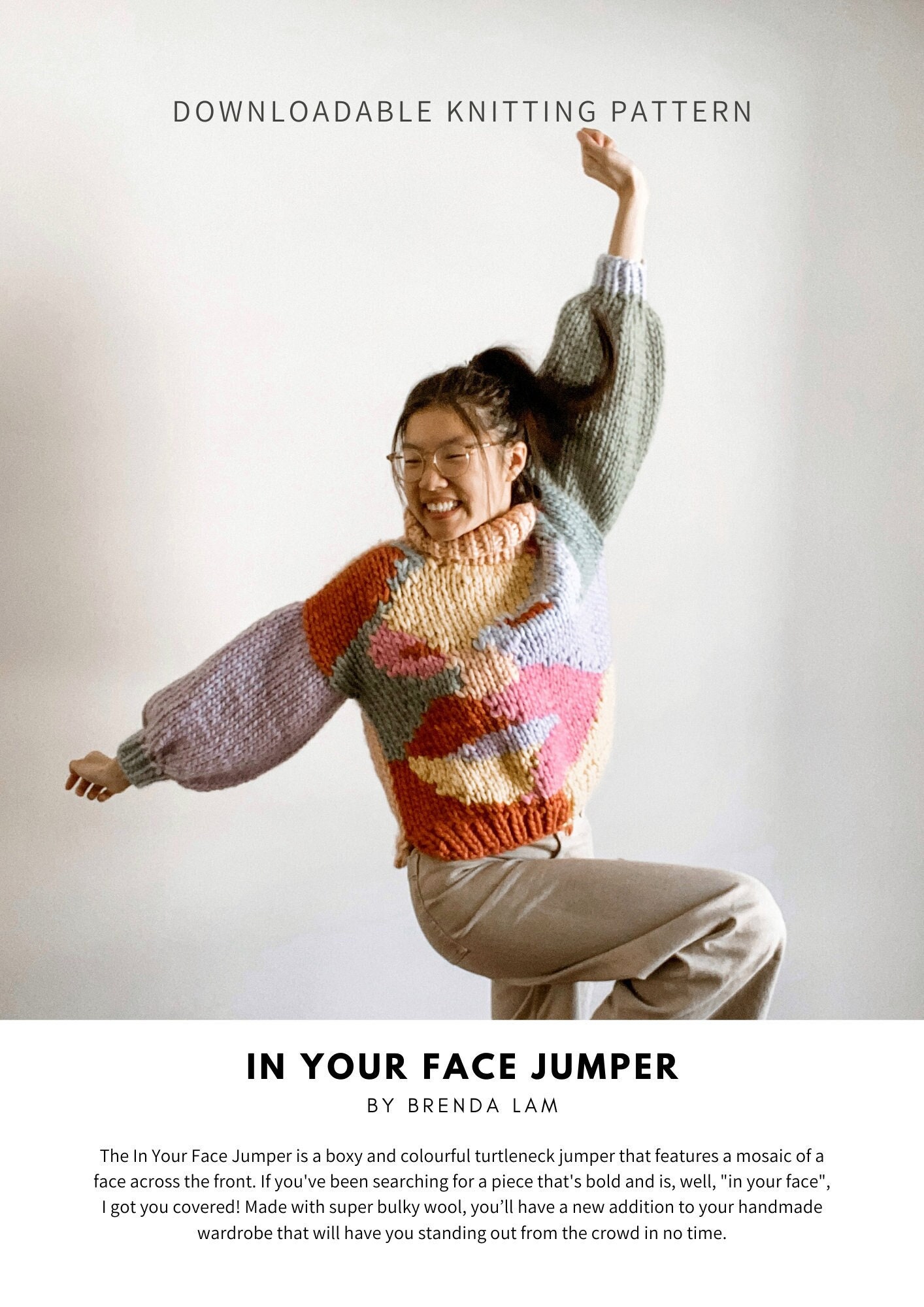 In Your Face Jumper Knitting Pattern | PDF Digital Download In Your Face Jumper Knitting Pattern | PDF Digital Download