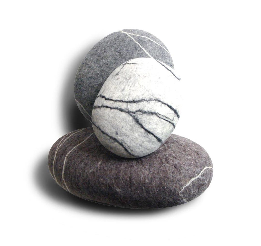 Set of Three Custom Felted Wool Stones 19, 17 and 10 Inches Long - Etsy