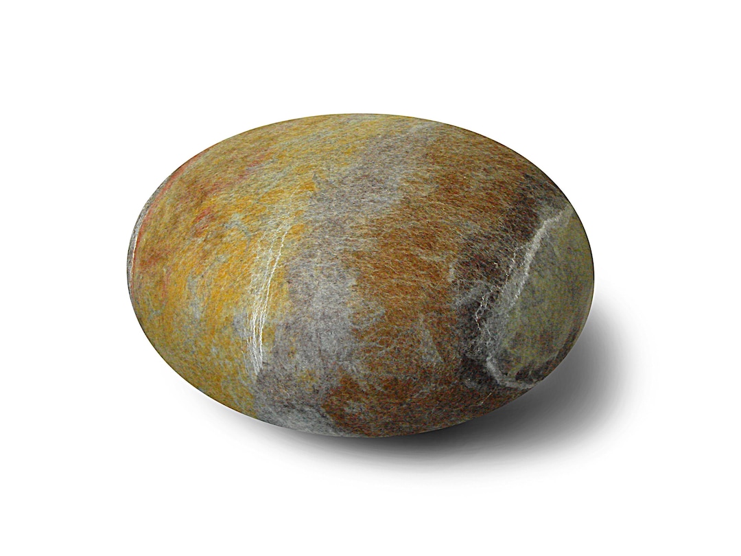 Felted Rainbow Stone Wool Pebble Pillow in Warm Colors - Etsy