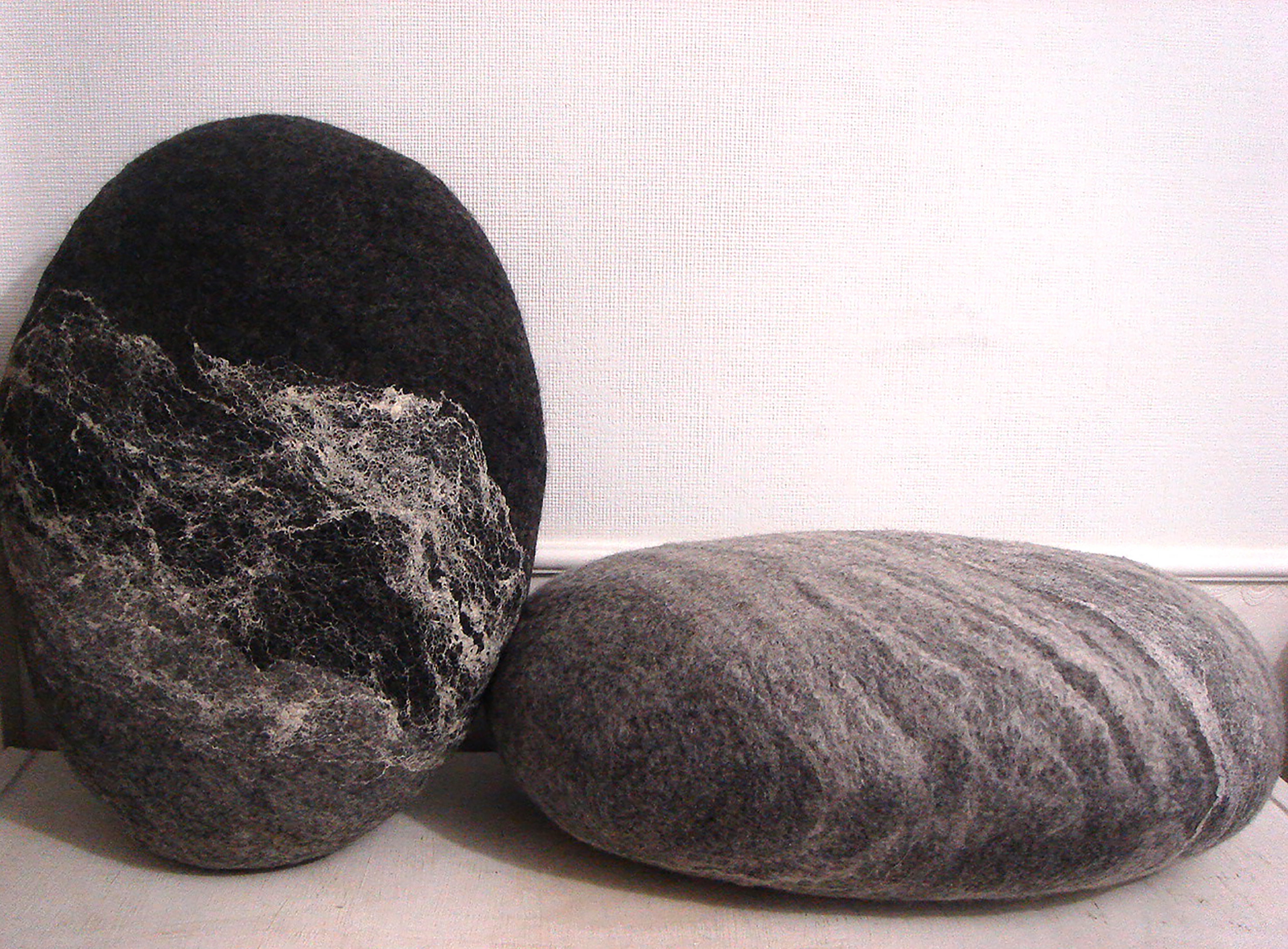 I Am Happy to Make Felted Wool Sea Pebble Pillow, Scandinavian Decor - Etsy