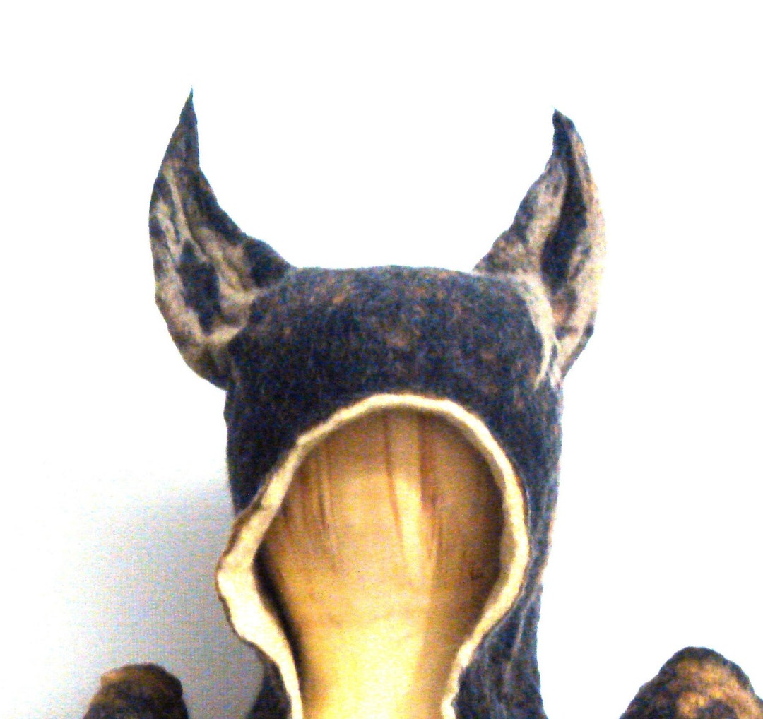 Animal Felted Wool Ear Flap Hat With Ears for Adults Gender Neutral ...