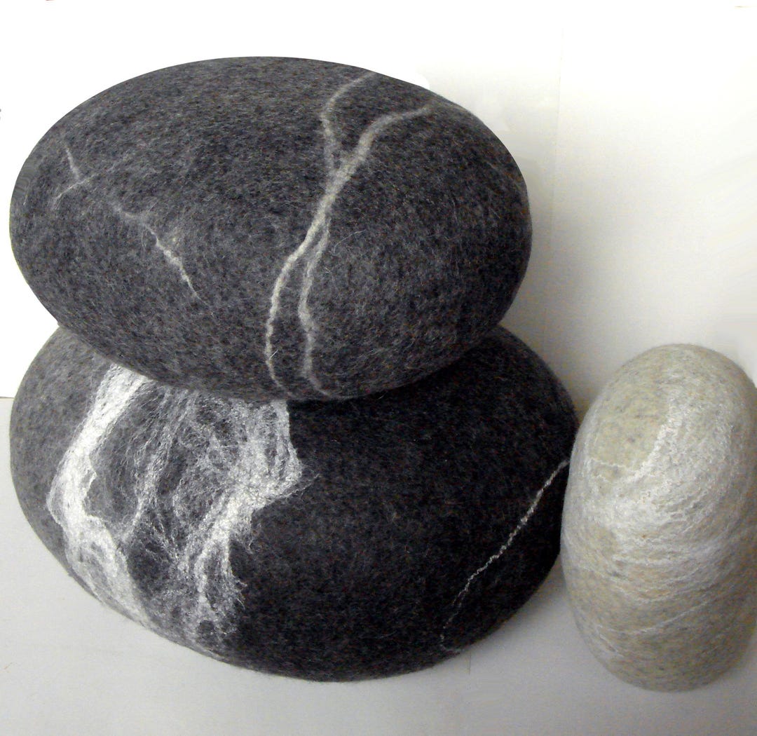 Set of Three Custom Felted Wool Stones 19, 17 and 10 Inches Long - Etsy