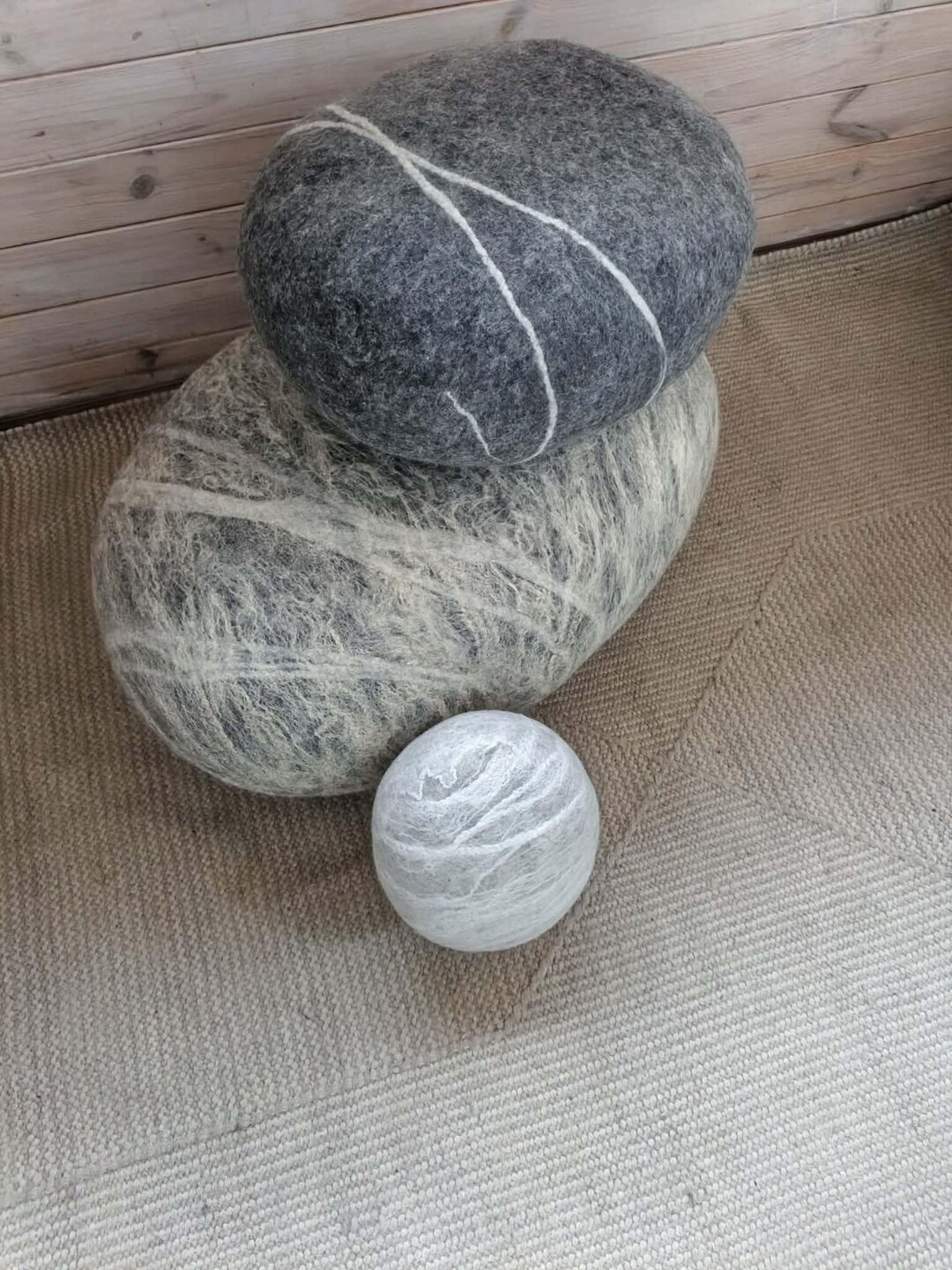 IN STOCK Felted Wool Stones Set: Large Decorative Sculpture, 28, 17 and ...
