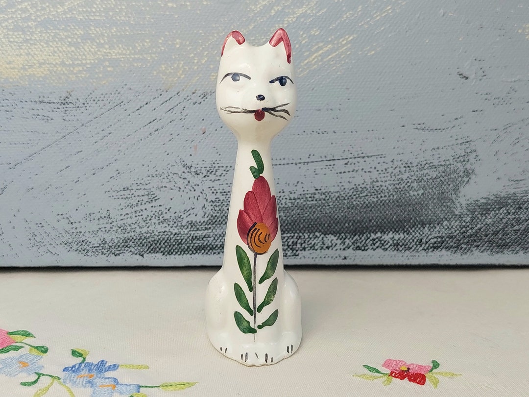 Long Neck Cat Figurine, Small Cute Cat Figurine - Etsy