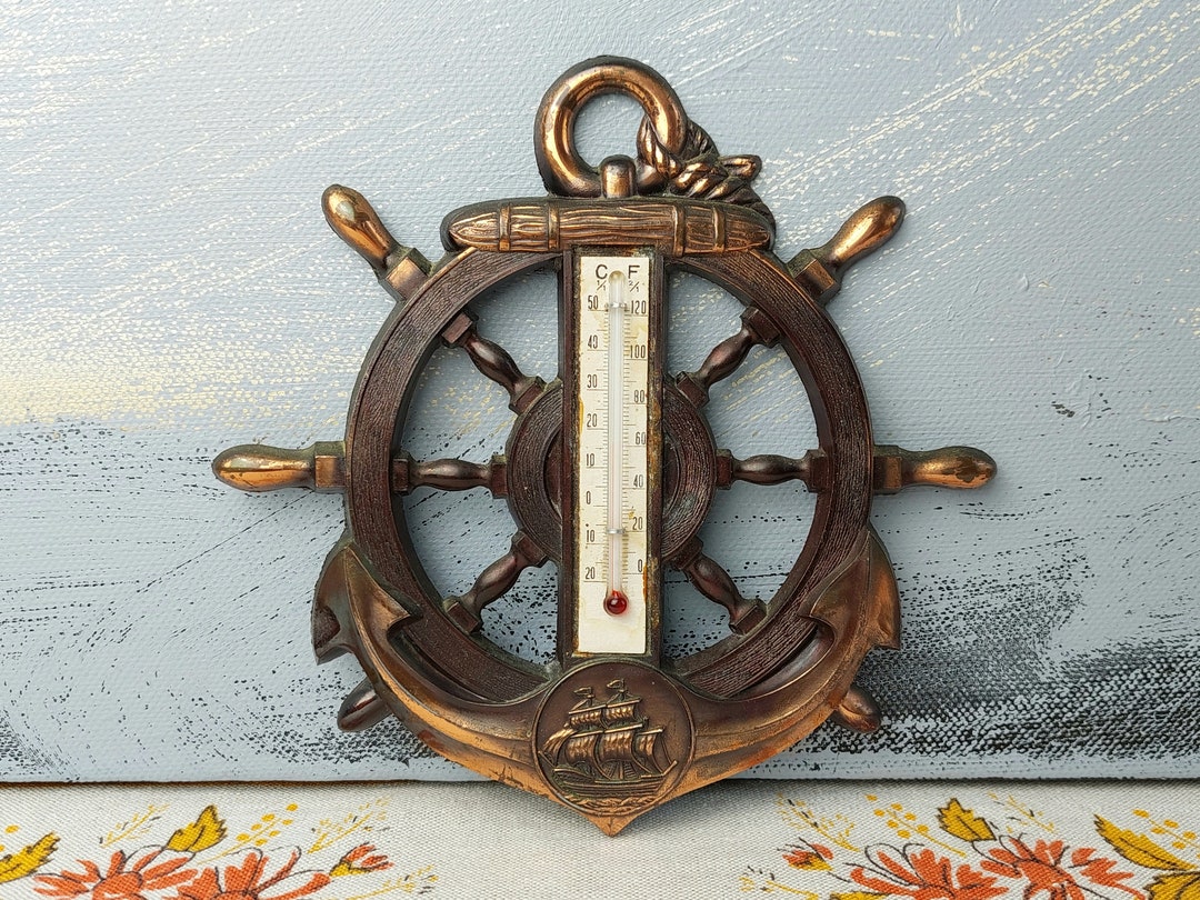 Ship's Wheel and Anchor Thermometer, Wall Thermometer, Wall Decor - Etsy