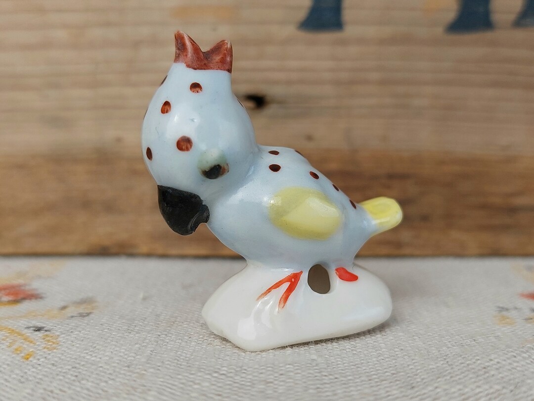 Porcelain Parrot Drip Catcher, Teapot Drip Catcher, Miniature Bird ...