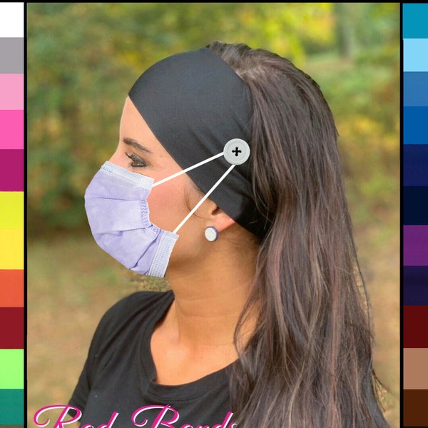 Headband With Buttons For Mask Etsy