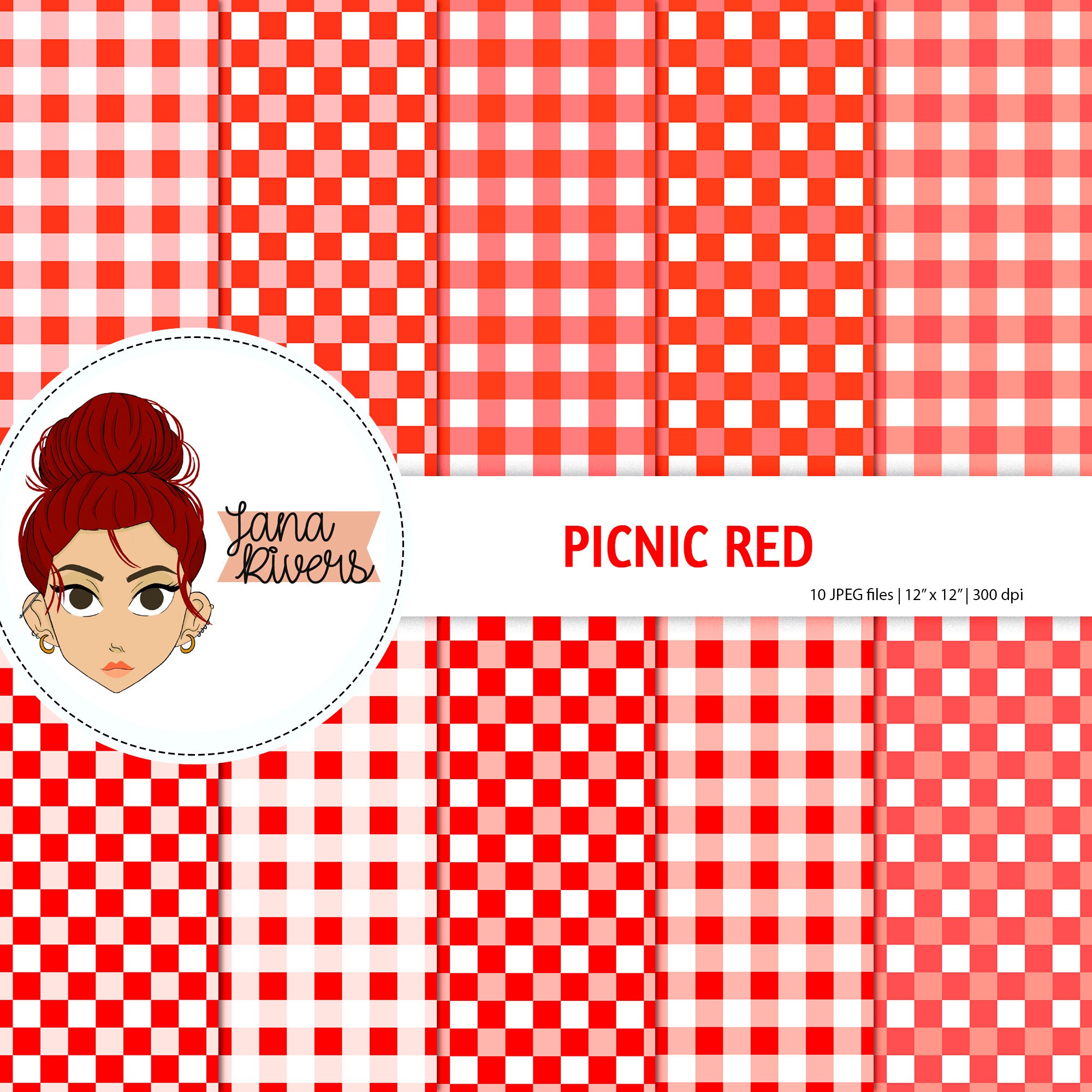 PICNIC DECORATIVE PAPER / Red scrapbook paper / Printable | Etsy