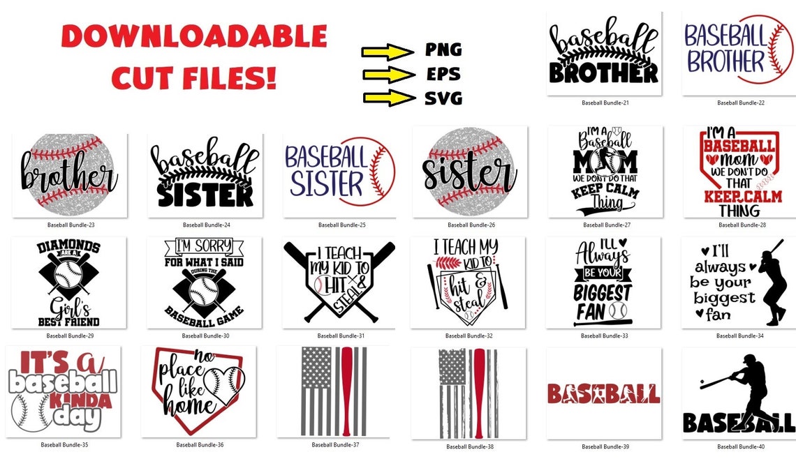 100 Baseball SVG Bundle Baseball SVG Baseball Mom SVG Baseball Clipart ...