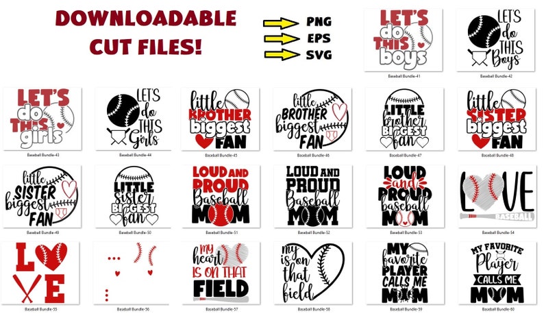 100 Baseball SVG Bundle Baseball SVG Baseball Mom SVG Baseball Clipart ...