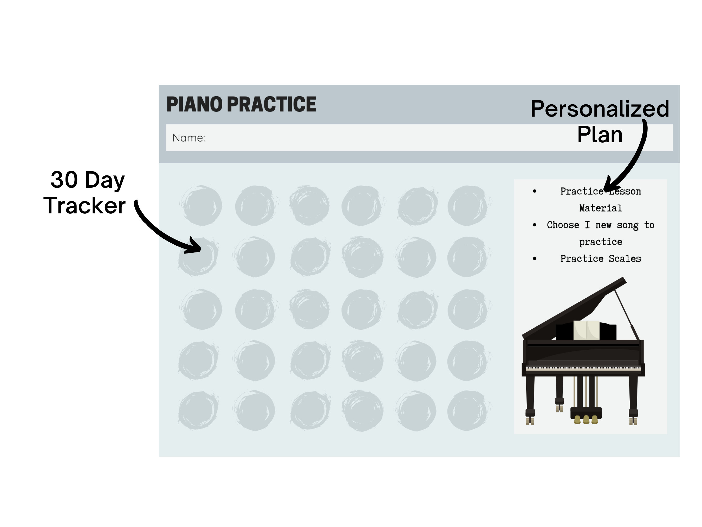 Piano Practice Tracker/ Piano Practice Chart - Etsy