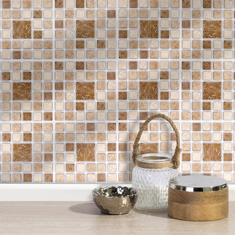 Roman Mosaic Tile Stickers: 6"x6" Self Adhesive Wall Tiles (pack of 8 ...