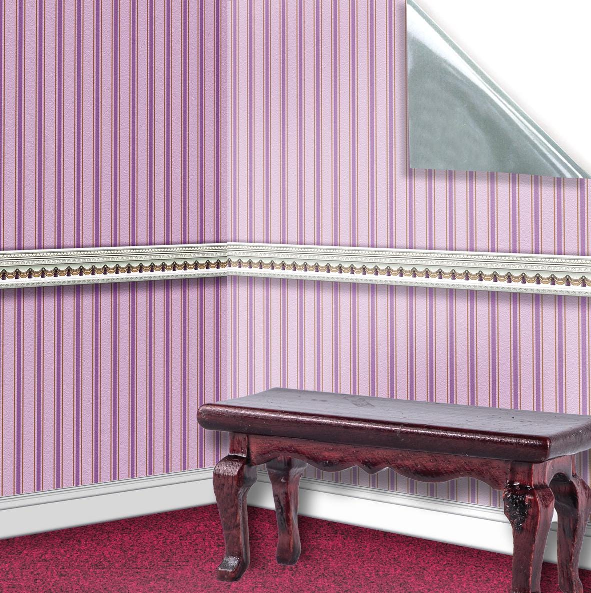 DOLLS HOUSE WALLPAPER Self Adhesive, Repositionable, 1/24th Scale Vinyl ...