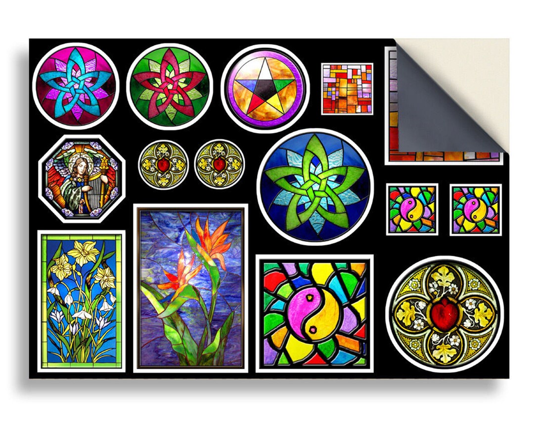 Stained Glass Dollhouse Wallpaper, Self Adhesive Vinyl Sheet (1/12th ...