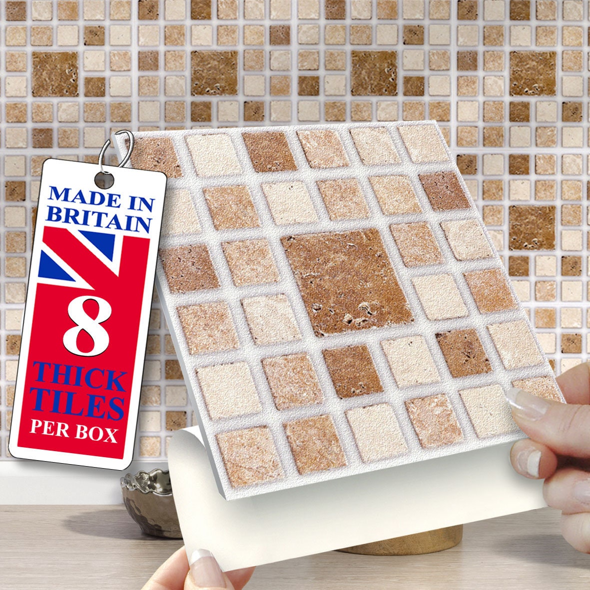 Roman Mosaic Tile Stickers: 6"x6" Self Adhesive Wall Tiles (pack of 8 ...