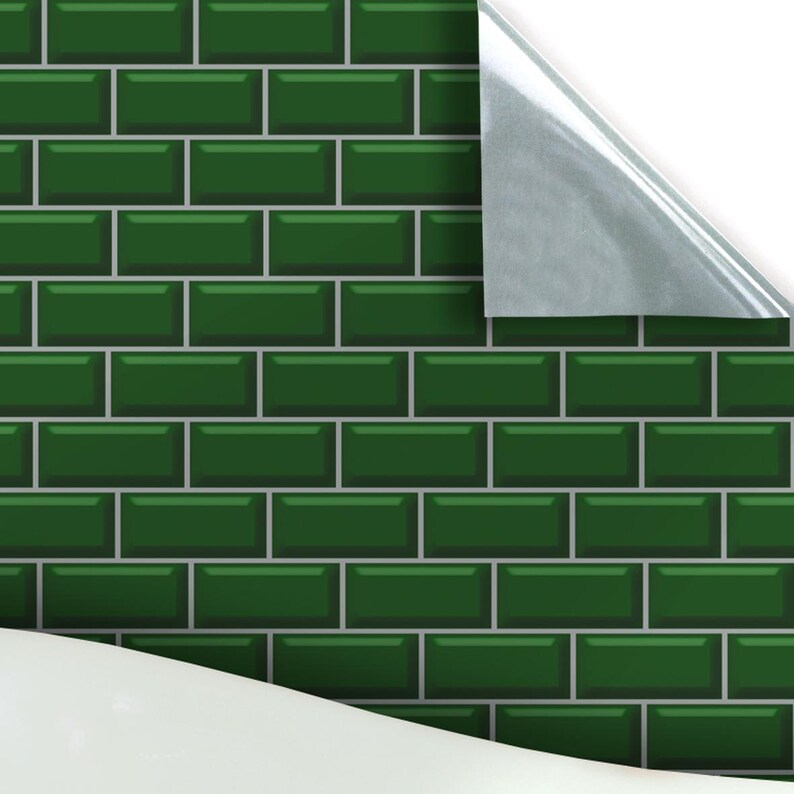 Dolls House Wallpaper, 1/24 Scale Green Metro Tile, Self Adhesive Vinyl ...