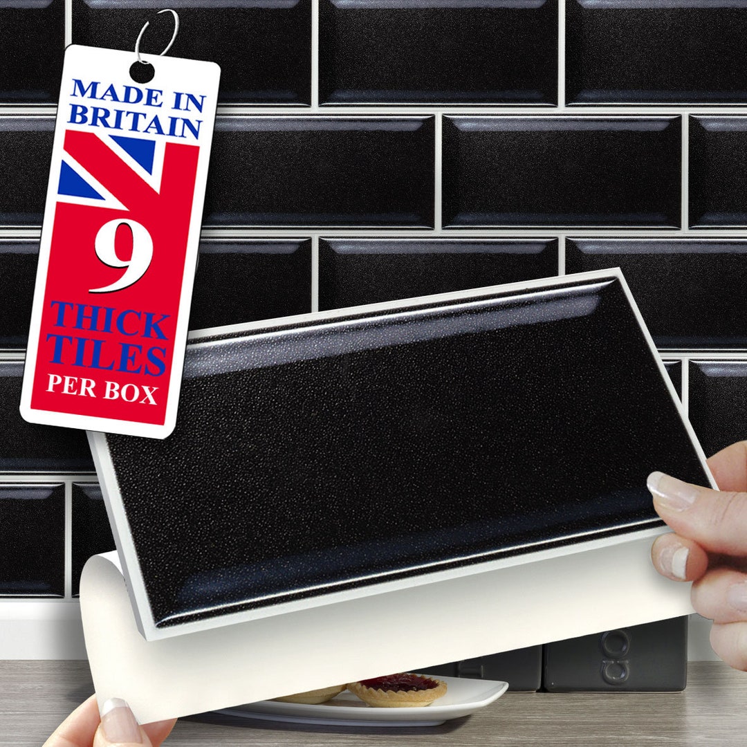 Black Subway Tile Stickers: Self Adhesive, 8"x4" (pack of 9) - Etsy