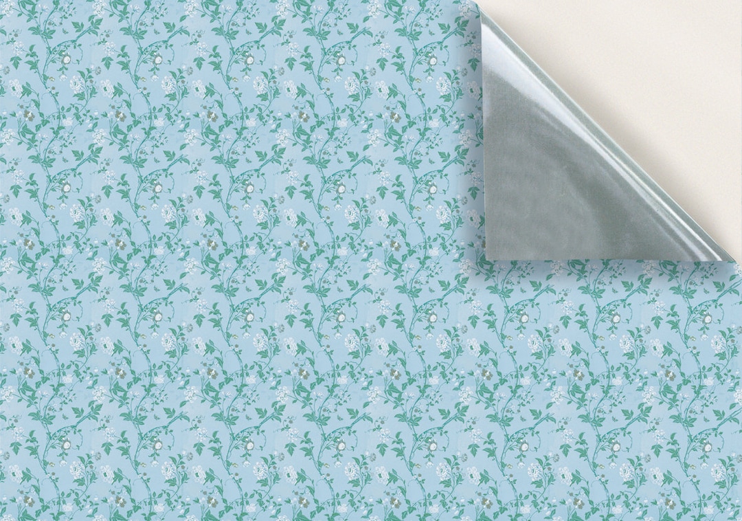 Dolls House Wallpaper, 1/24th Scale, Floral on Blue, Self Adhesive (set ...