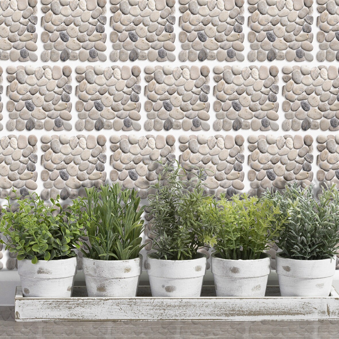Pebble Mosaic Wall Tile Stickers: 4"x4" Self Adhesive (18 Pack) - Etsy