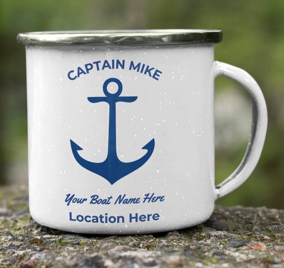 Personalised Enamel Anchor Mug / Custom Nautical Coffee Mug / Nautical ...