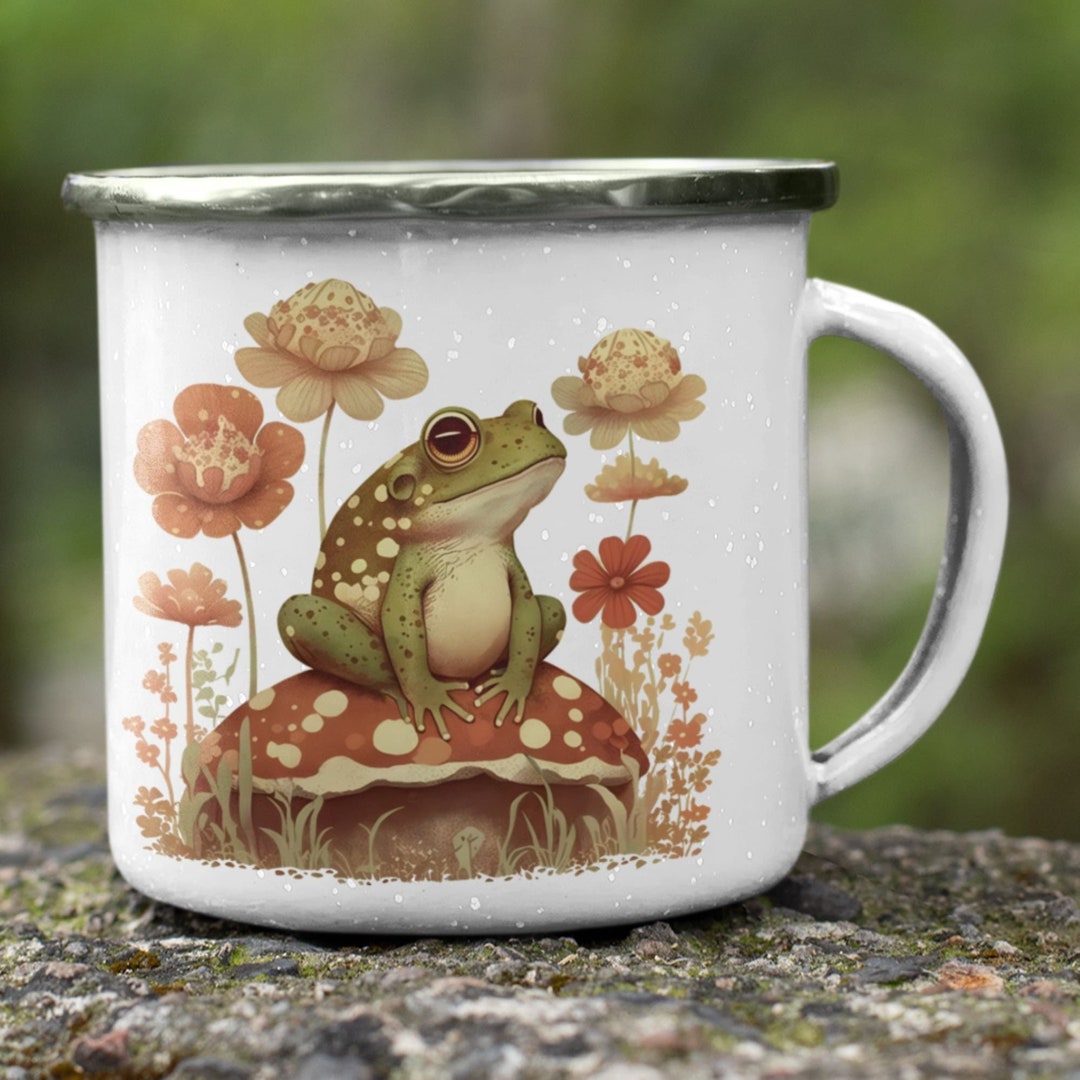 Vintage Frog Mug, Enamel Mug, Frog Gifts,autumn,cozy Autumn,mushroom ...