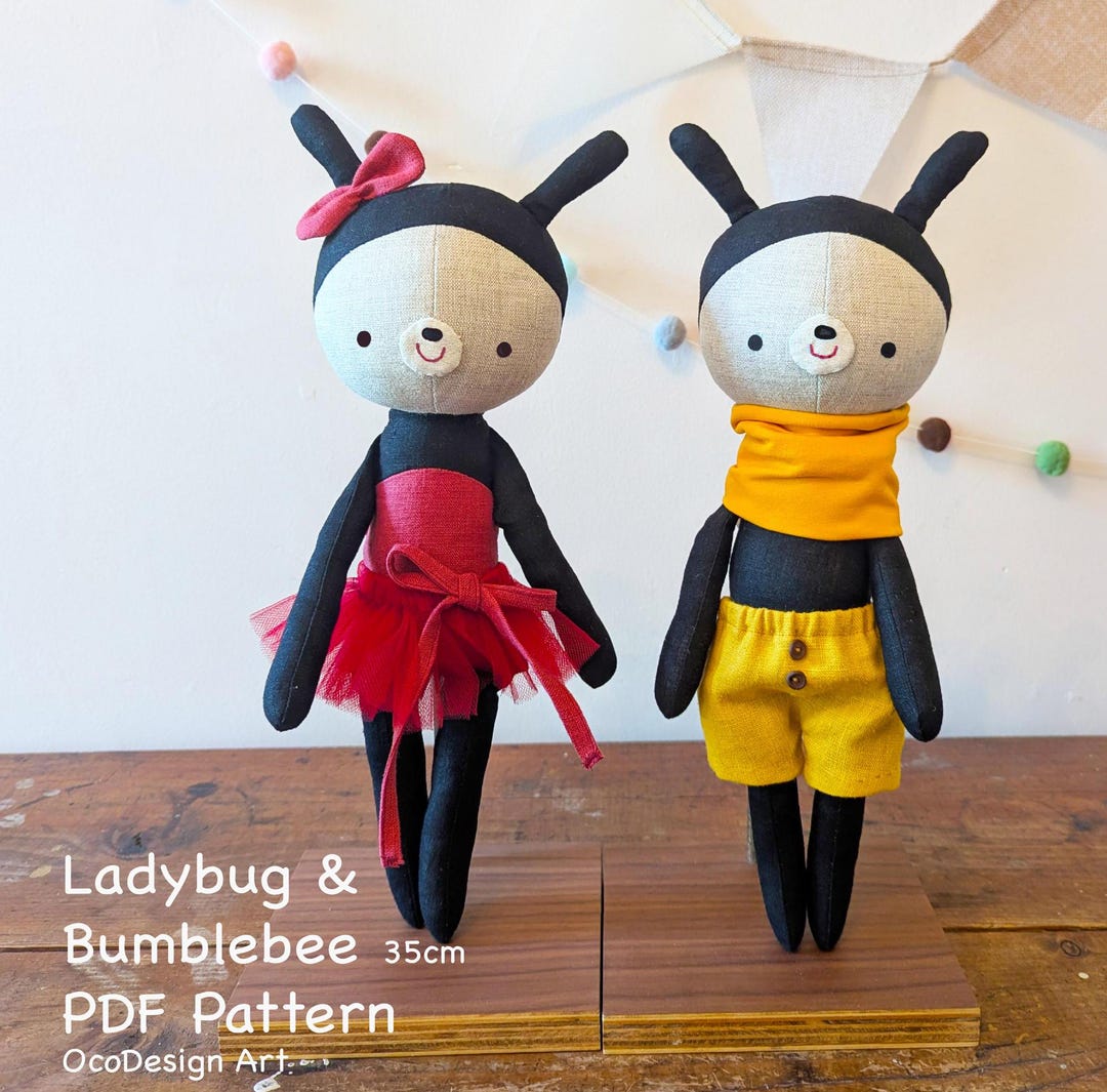 Ladybug and Bumblebee Doll Sewing Pattern, 14-inch (PDF Download ...