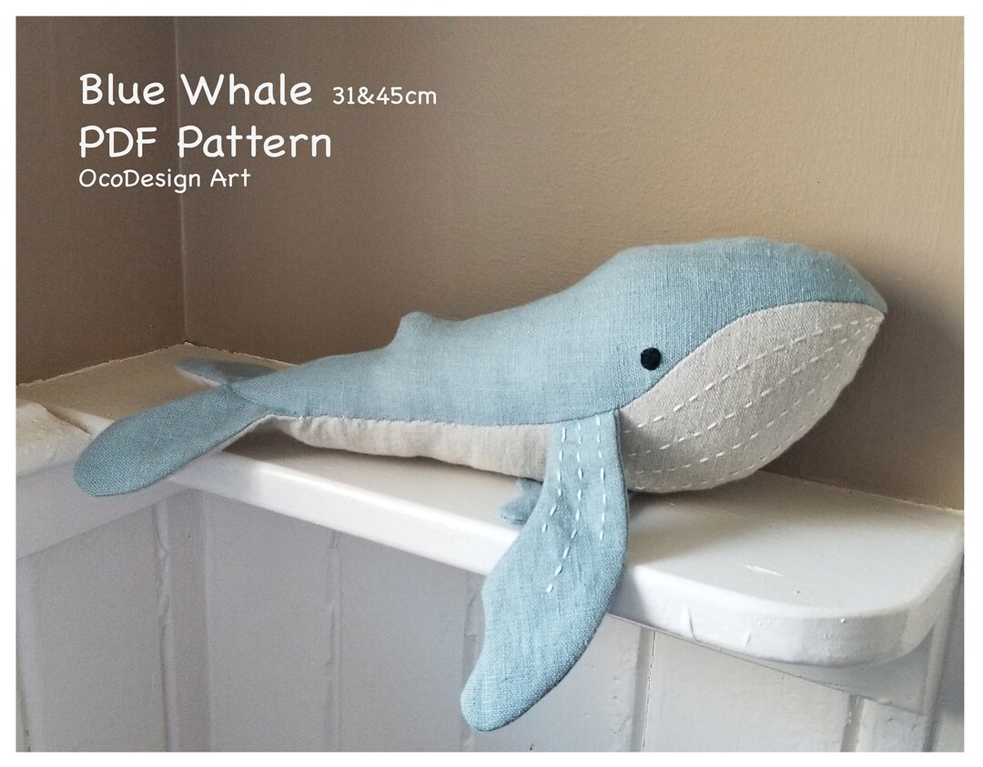 Blue Whale Sewing Pattern & Tutorial,pdf Download, DIY Soft Toy. 2 ...