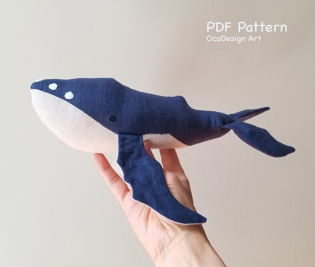Humpback Whale Sewing Pattern & Tutorial,pdf Download, DIY Soft Toy. 2 ...