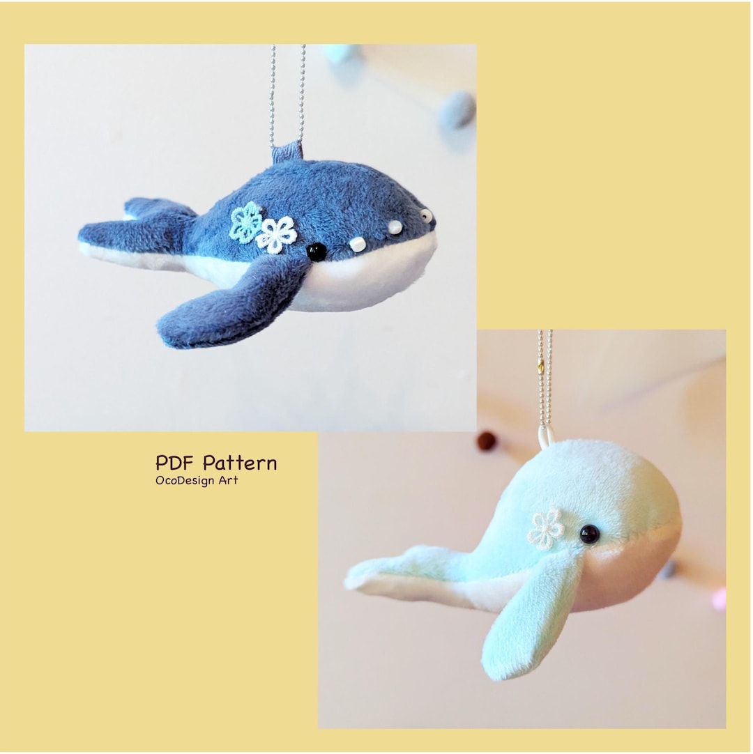 2 Whales Sewing Pattern & Tutorial. Blue Whale and Humpback Whale ...