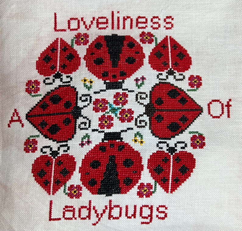 A Loveliness of Lady Bugs Cross Stitch Pattern and Biscornu - Etsy